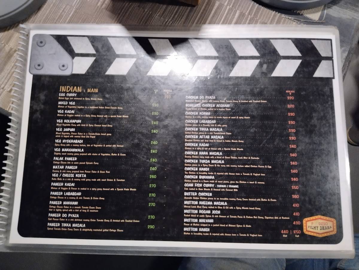 Menu at Foodzso Filmy Dhaba, Virar