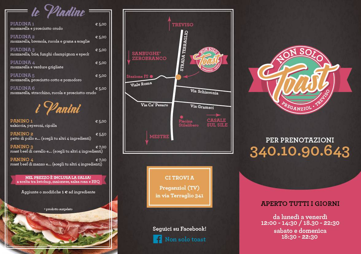 Speisekarte von Non Solo Toast pub & Bar, Preganziol
