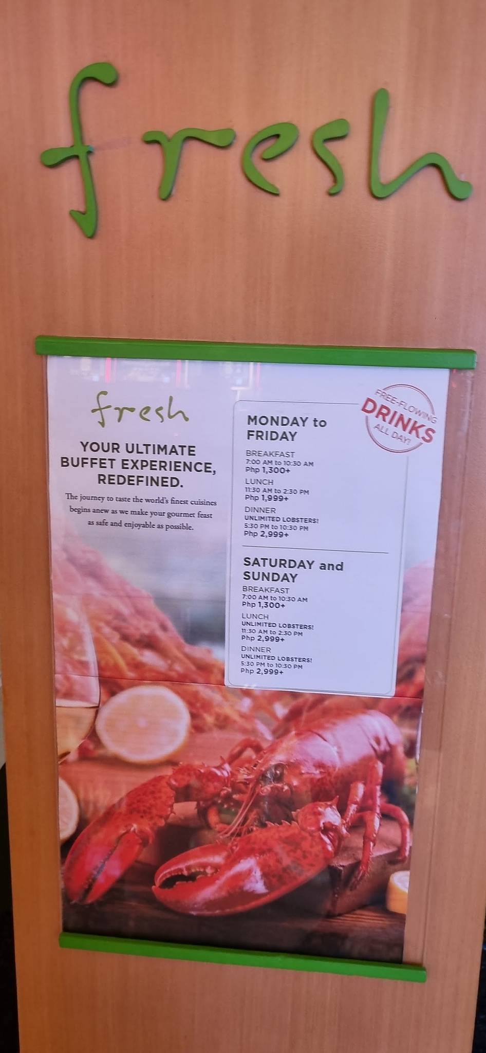 Menu at Fresh International Buffet restaurant, Parañaque, Entertainment