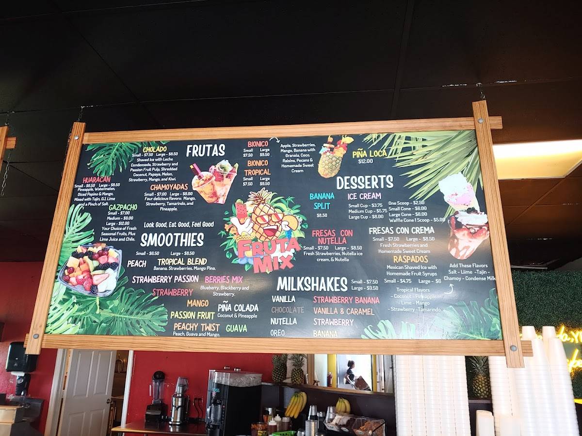 Menu at Fruta Mix pub & bar, Ocoee