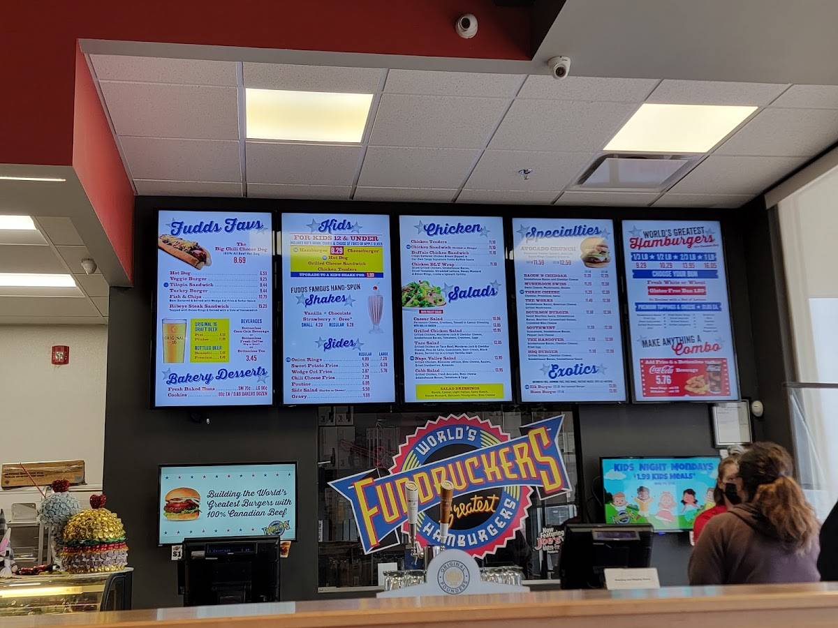 Menu at Fuddruckers restaurant, Regina