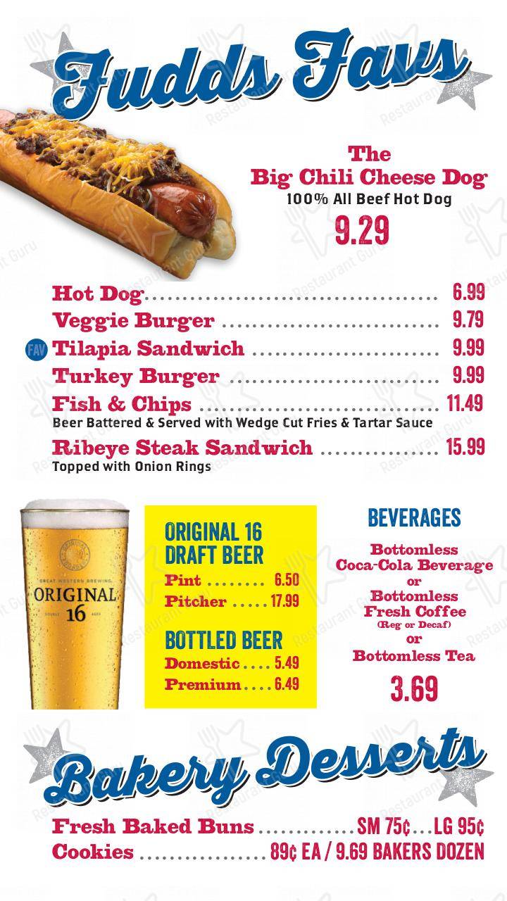 Menu at Fuddruckers restaurant, Regina