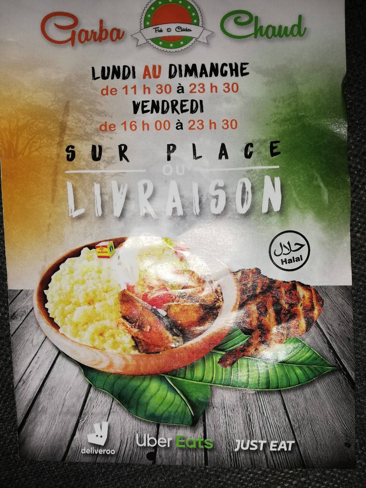 Menu au GARBA CHAUD Courneuve restaurant, La Courneuve