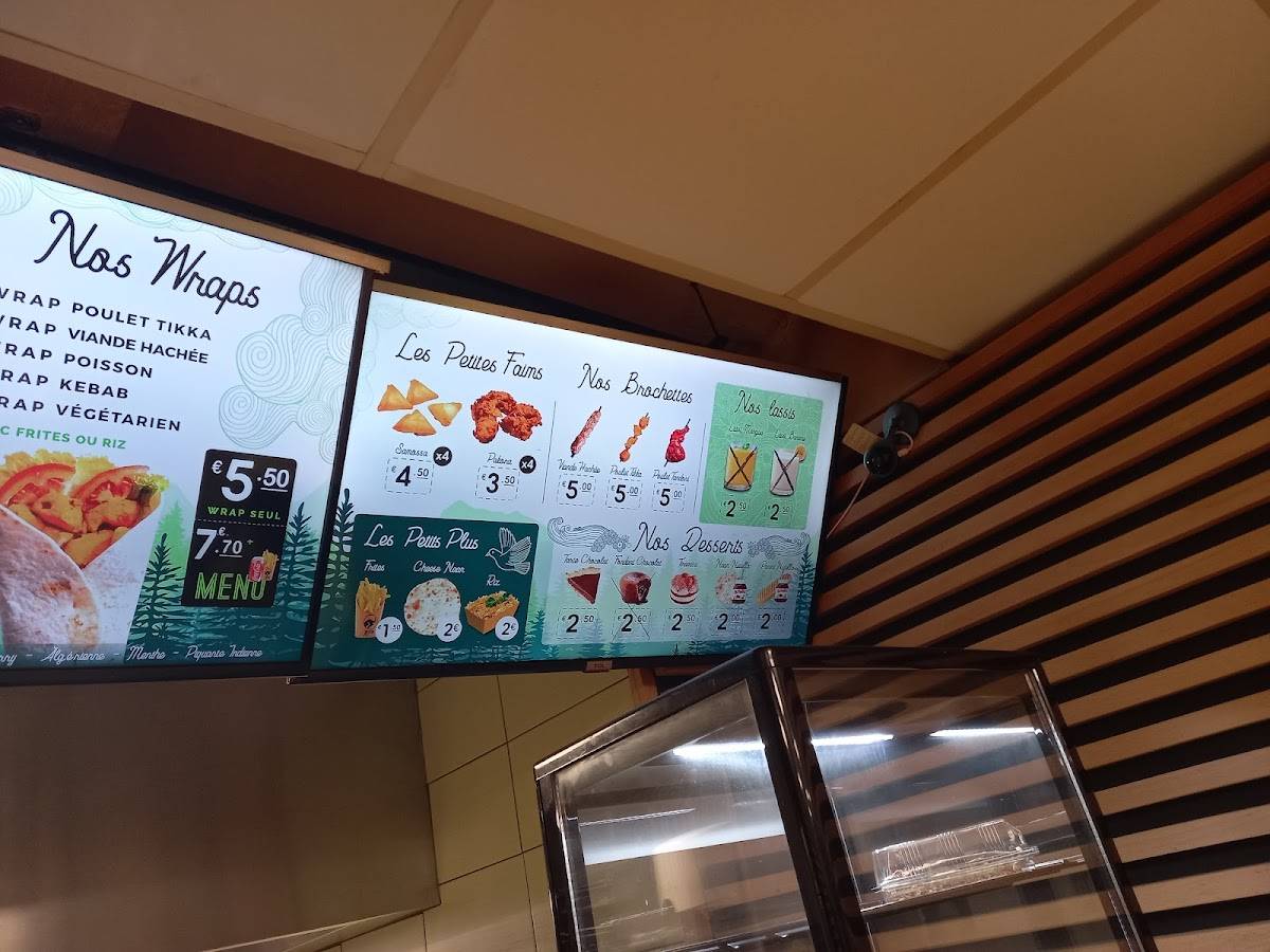 Menu au GOA Indian Fast-food restaurant, Grenoble