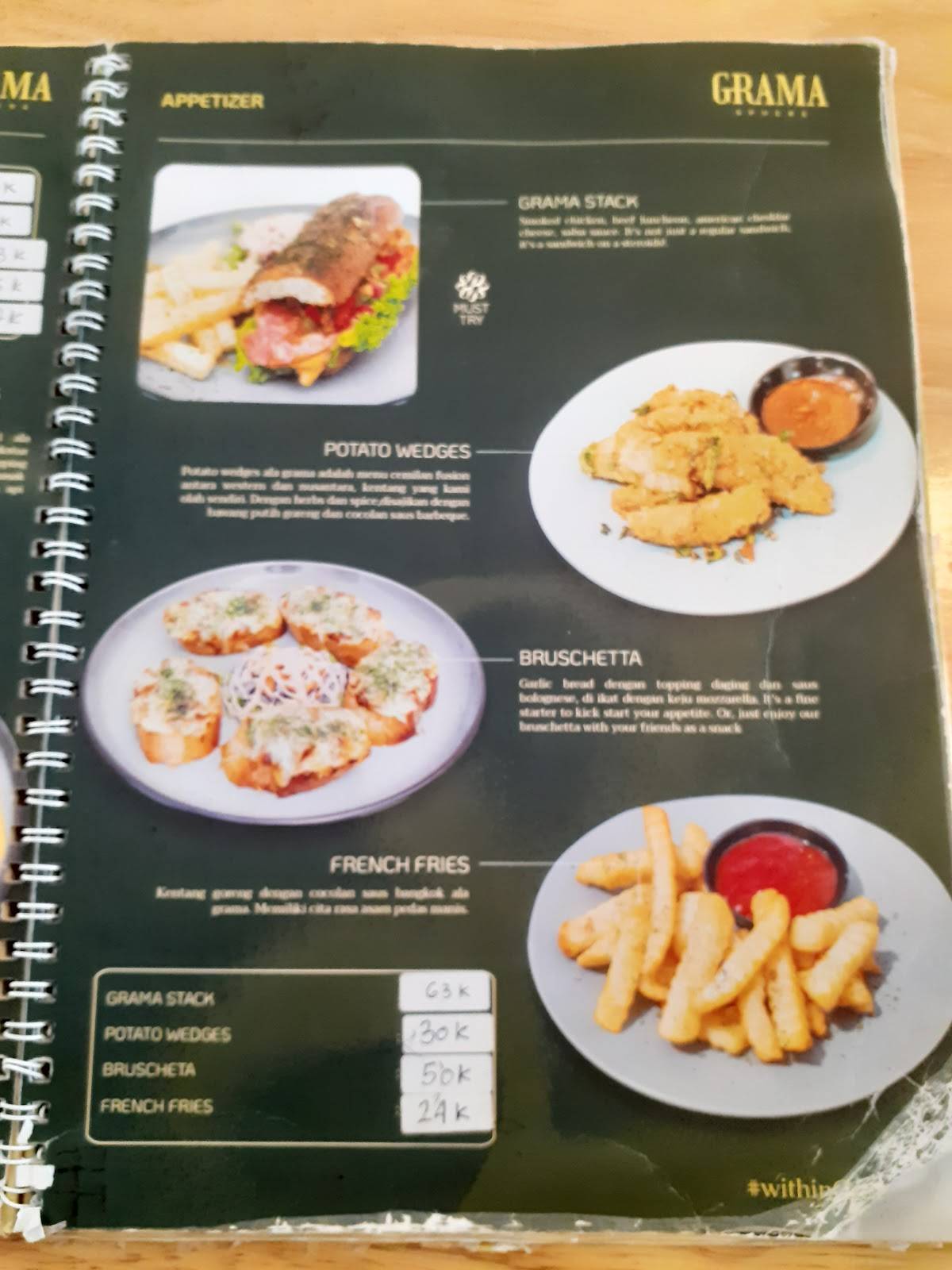 Menu at GRAMA SPHERE COFFEE, Medan