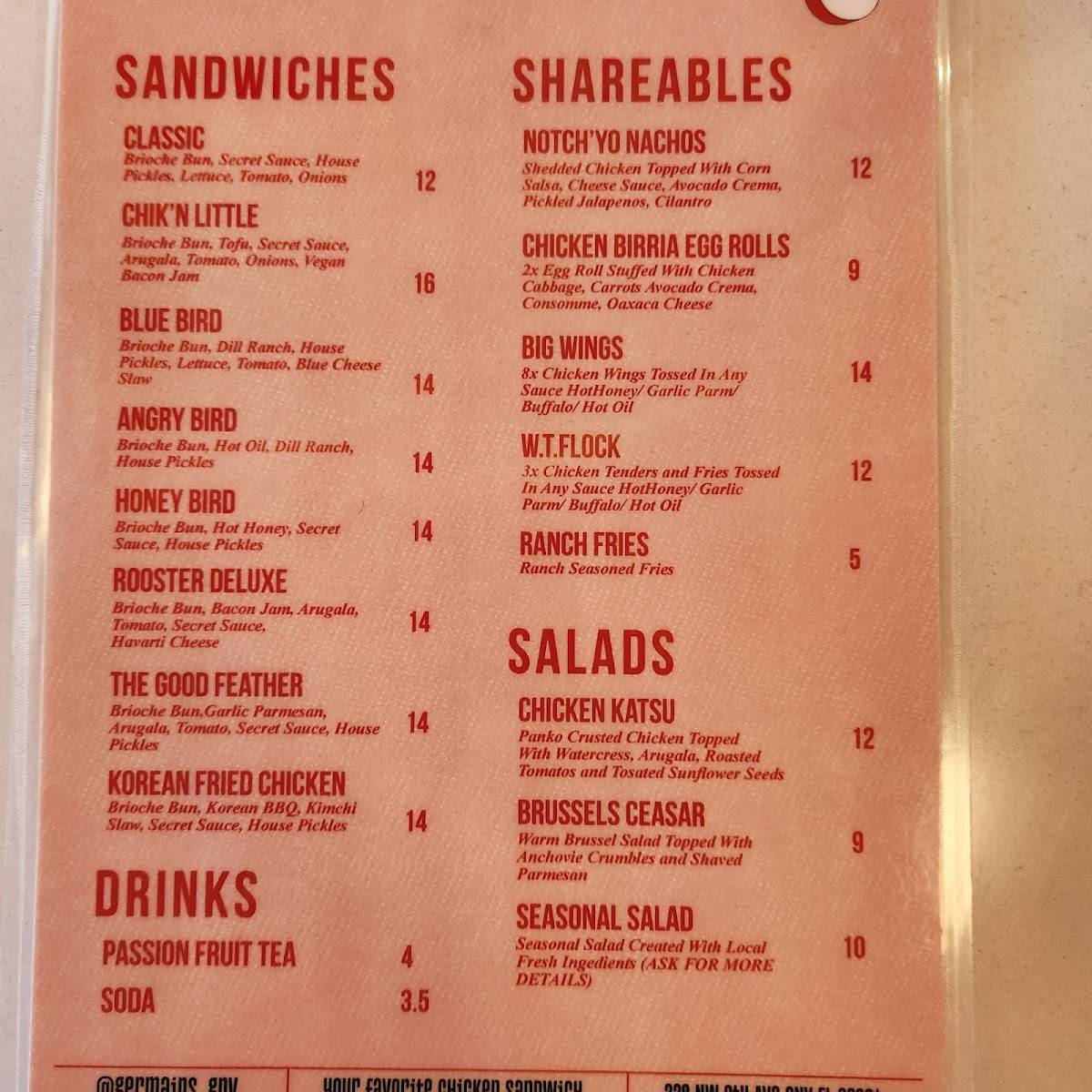Menu at Germain's Chicken Sandwiches restaurant, Gainesville