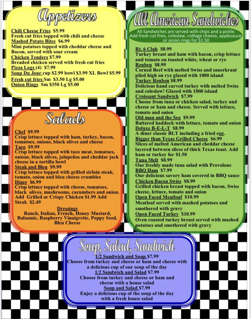 Menu at Gigi's Route 6 Diner restaurant, Corry