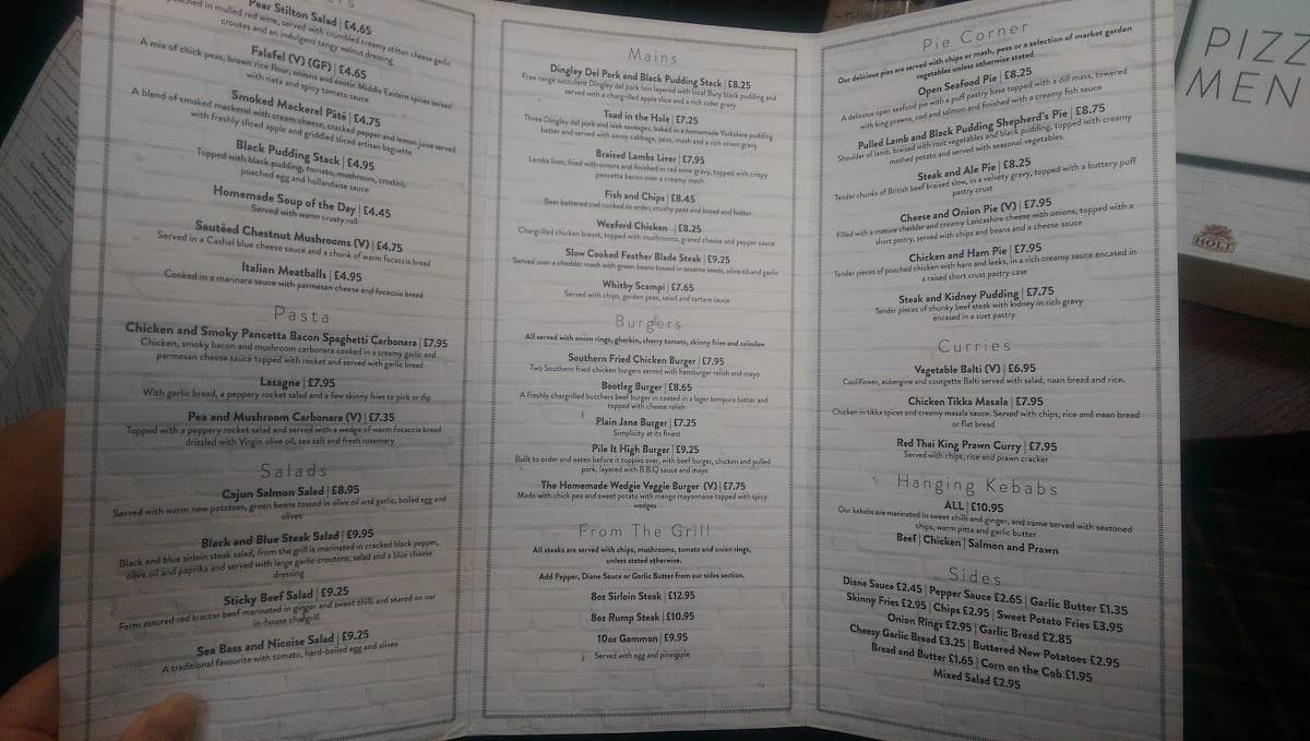 Menu at Norfolk Arms pub & bar, Glossop