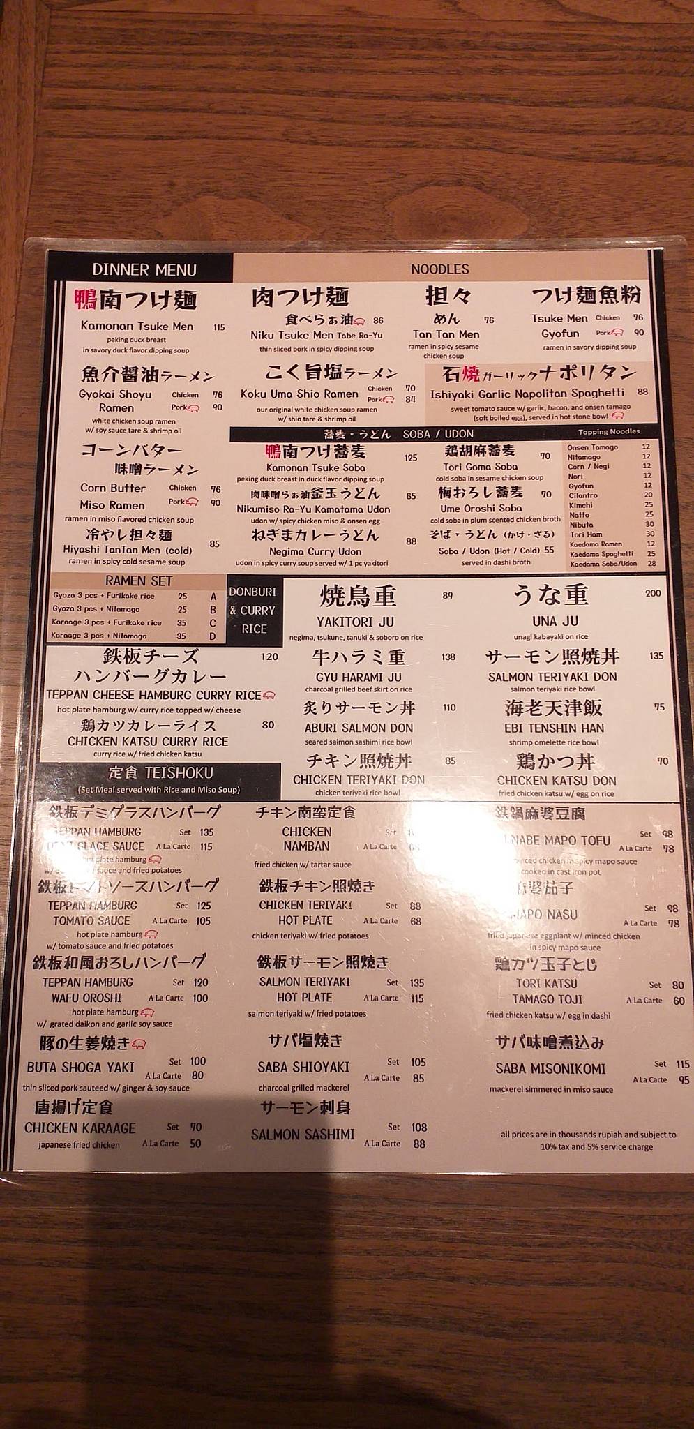Menu at Gochi Lippo Cikarang restaurant, Bekasi Regency