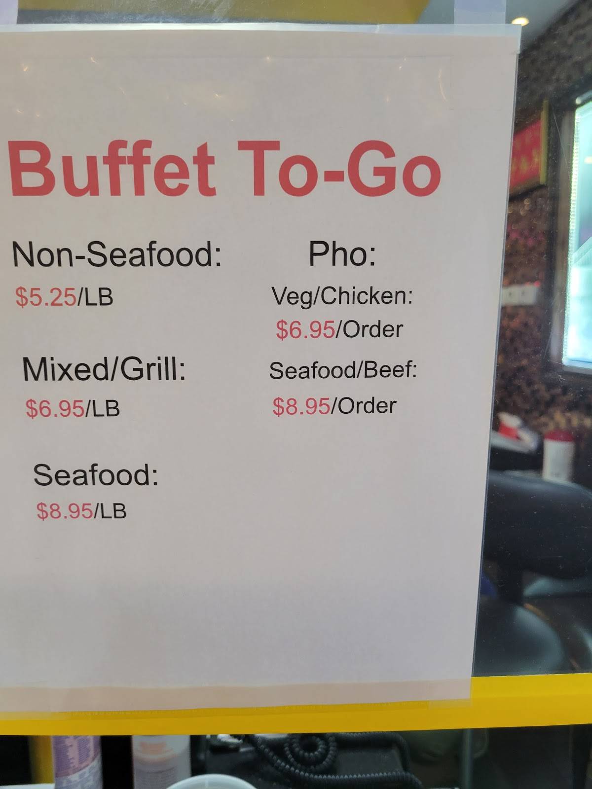 Menu at Golden Buffet & Grill restaurant, Bailey's Crossroads