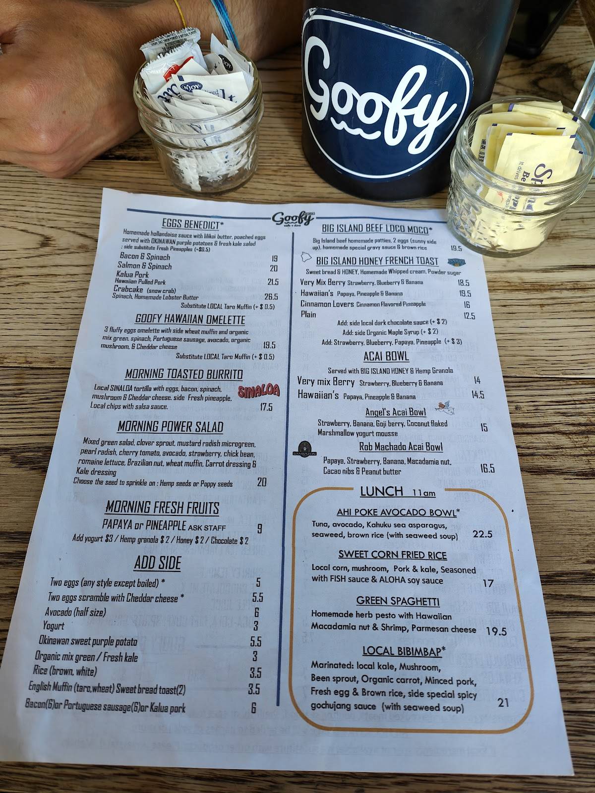 Menu at Goofy Cafe & Dine, Honolulu