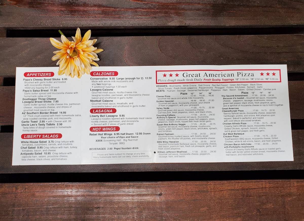 Menu at Great American Pizza and Subs pizzeria, Golden Valley