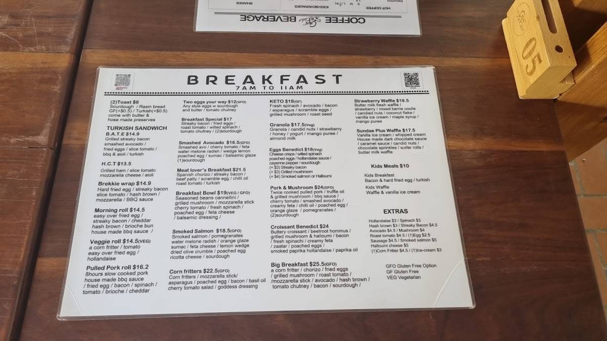 Menu at Green Field Café cafe, Bracken Ridge