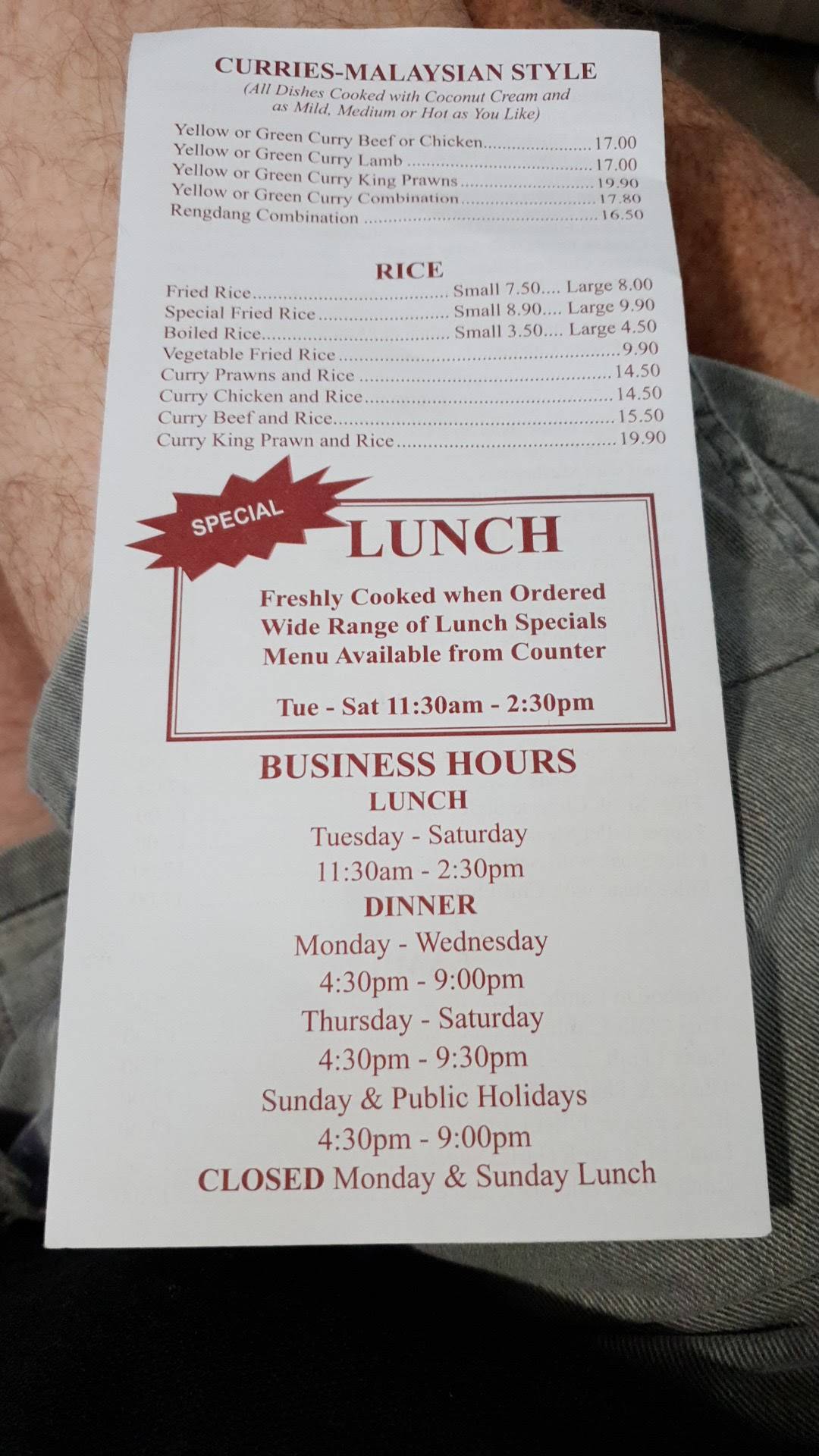 Menu at Green Hills Chinese Takeaway restaurant, East Maitland