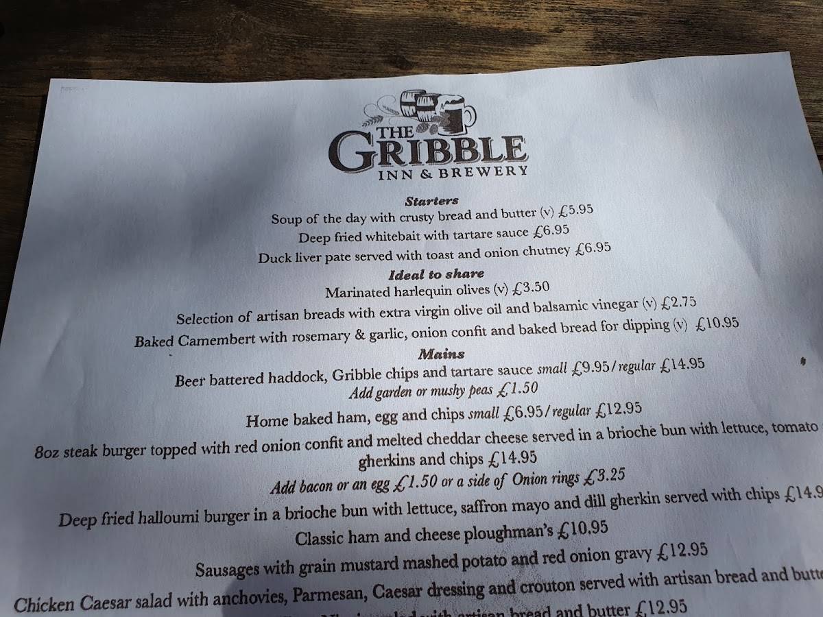 Menu at Gribble Inn pub & bar, Chichester