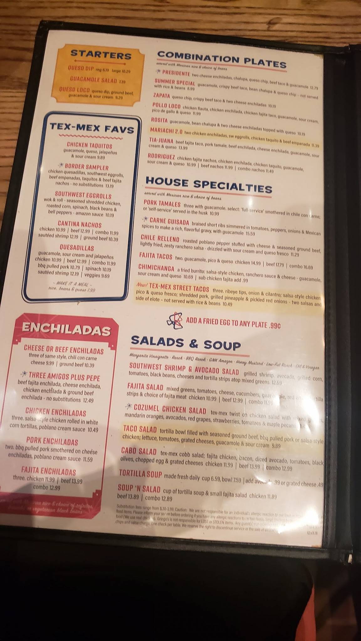 Menu at Gringo’s Mexican Kitchen {Rosenberg} restaurant, Rosenberg ...