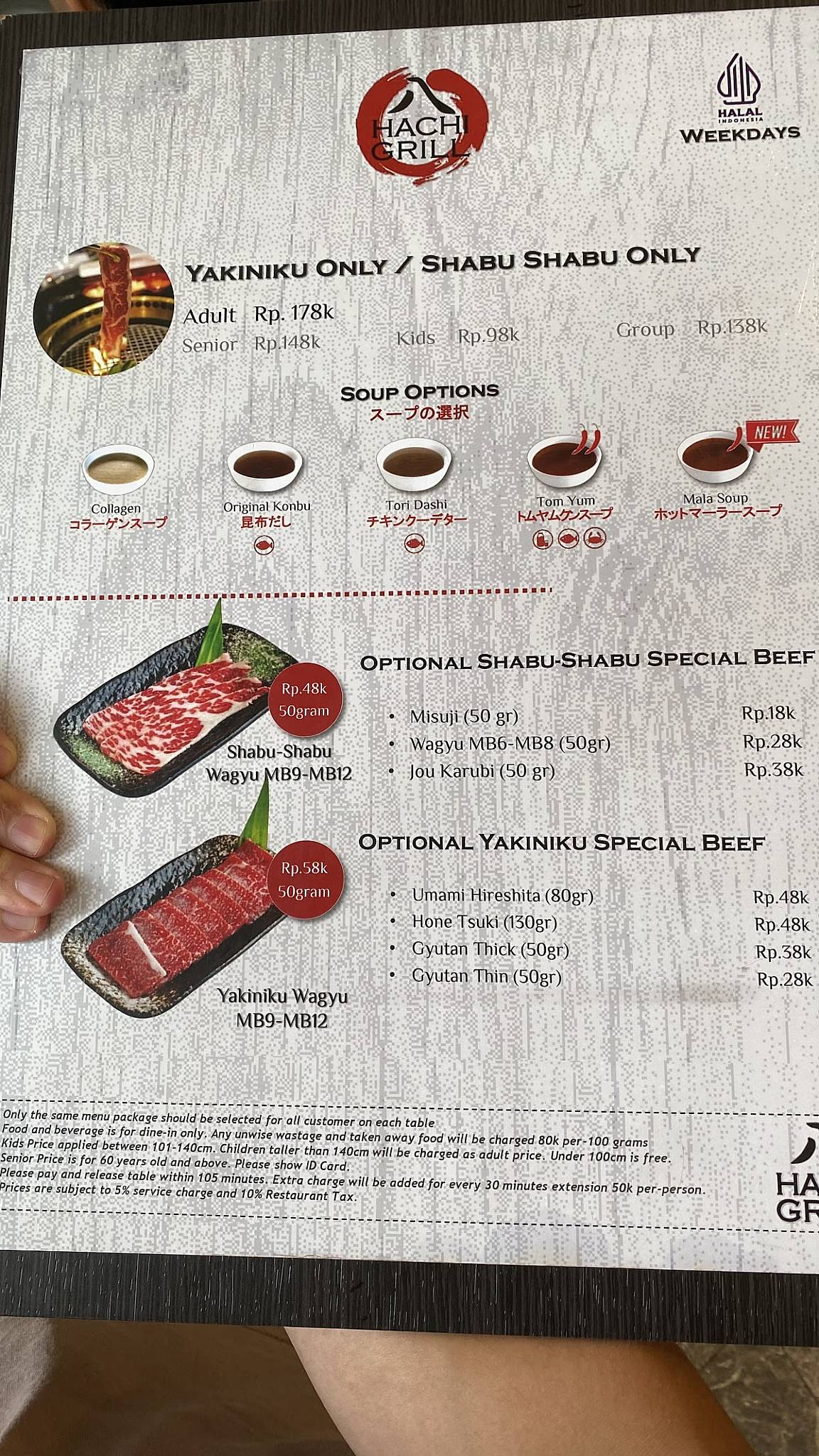 Carta del restaurante Hachi Grill Puri Indah, West Jakarta