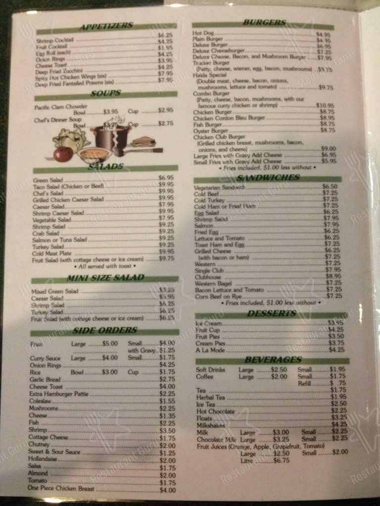 Menu at Haida Way Restaurant, Chemainus