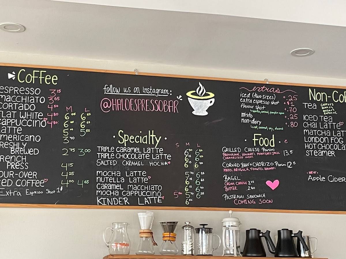 Menu at Halo Espresso Bar, Mississauga