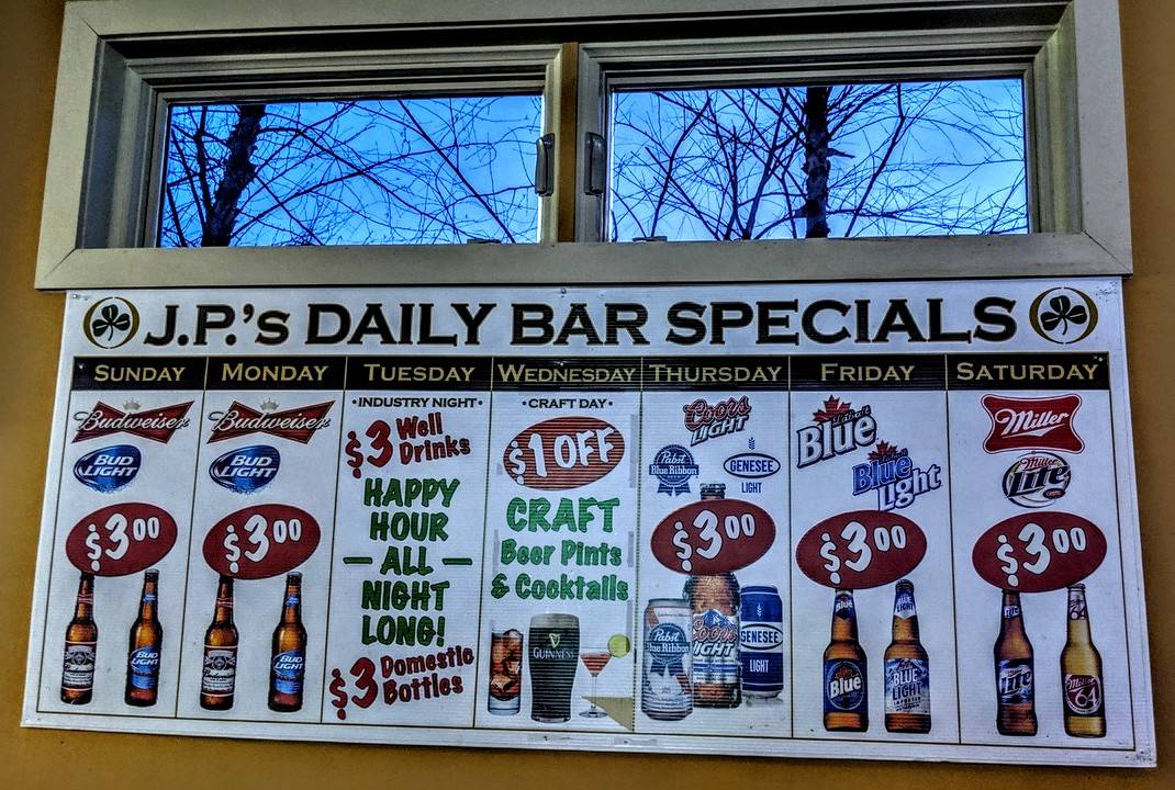 Menu at JP Fitzgeralds pub & bar, Hamburg, Clark St