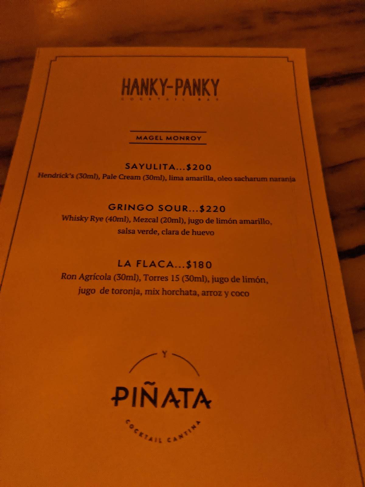 Menu at Hanky Panky Cocktail Bar, Ciudad López Mateos, Turín 52