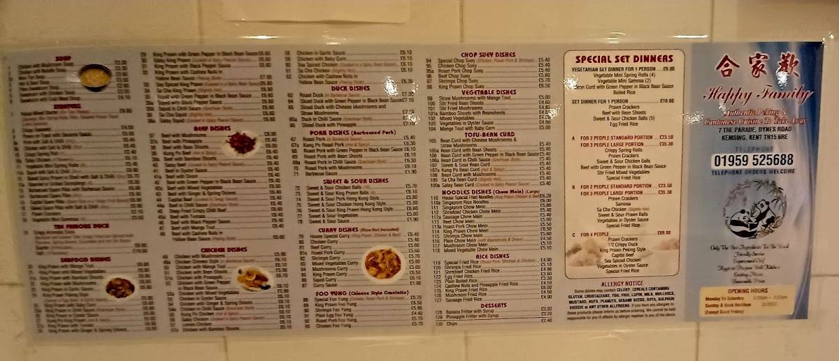 Menu at Happy Family Chinese Takeaway fast food, Sevenoaks