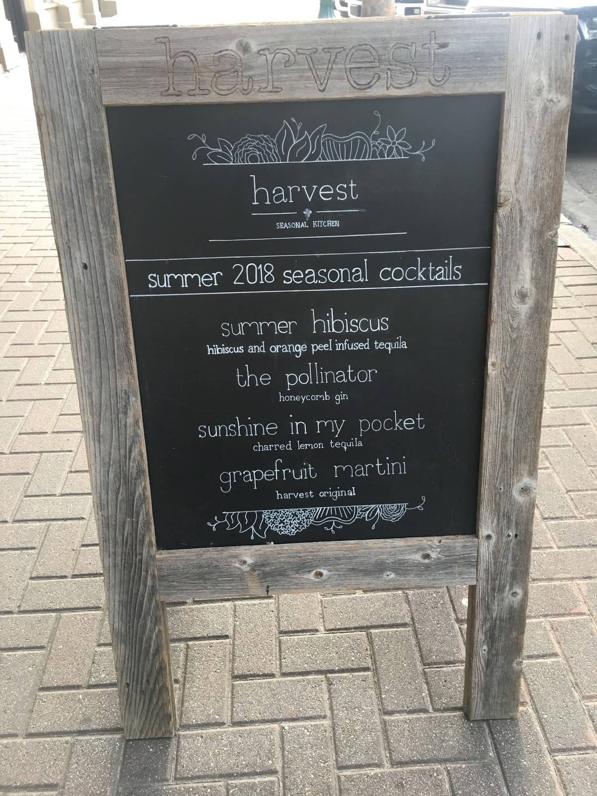 Menu at Harvest at the Masonic restaurant, McKinney