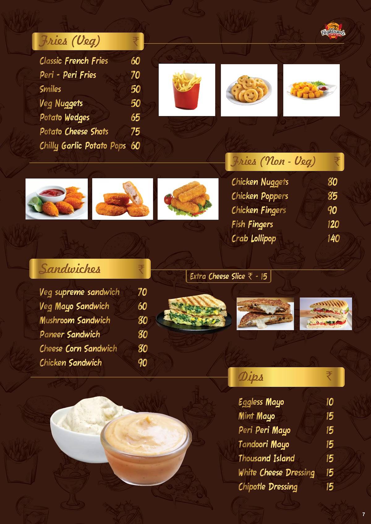 Menu at Highlands Cafe & Diner, Chinnalapatti