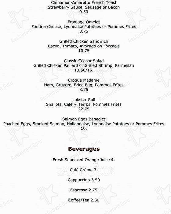 Menu at Elysian Cafe, Hoboken