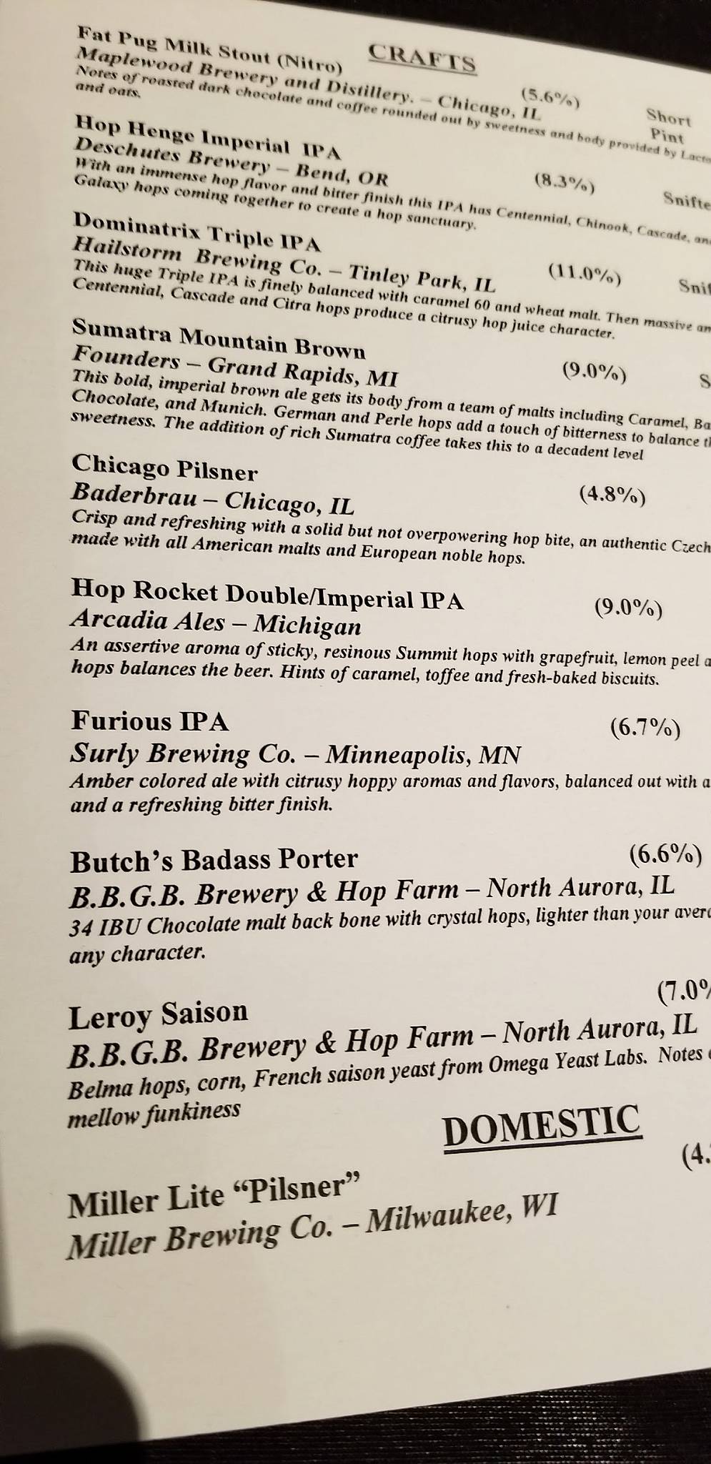 Menu at The Saddle Room pub & bar, Hoffman Estates