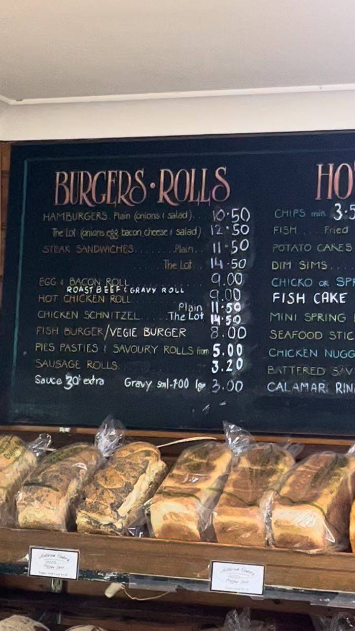 Menu at Holbrook Bakery, Holbrook, 126 Albury St