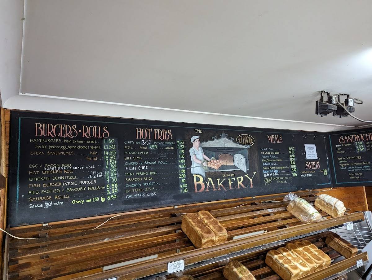 Menu at Holbrook Bakery, Holbrook, 126 Albury St