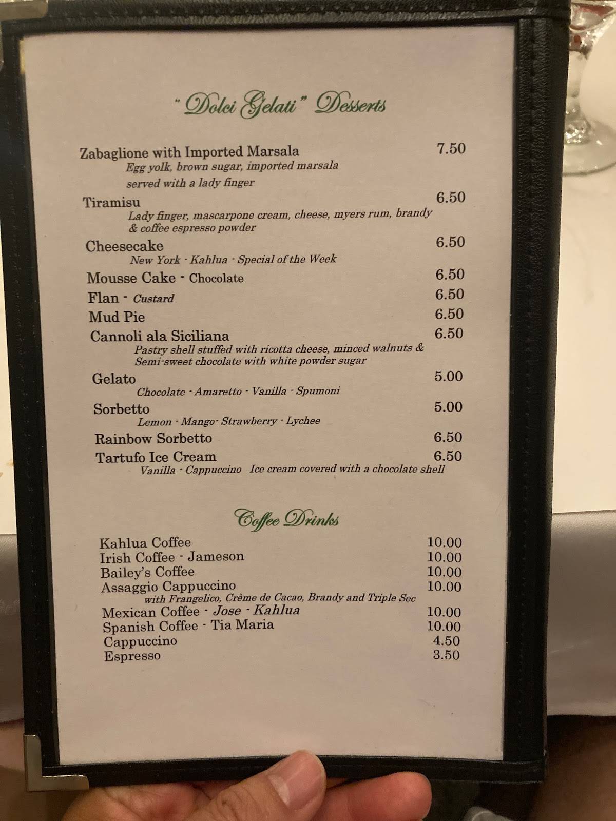 Menu at Assaggio restaurant, Honolulu, Ala Moana Blvd Suite 1259
