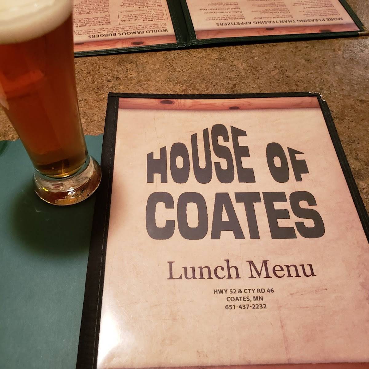 Menu at House Of Coates pub & bar, Rosemount, Clayton Ave E