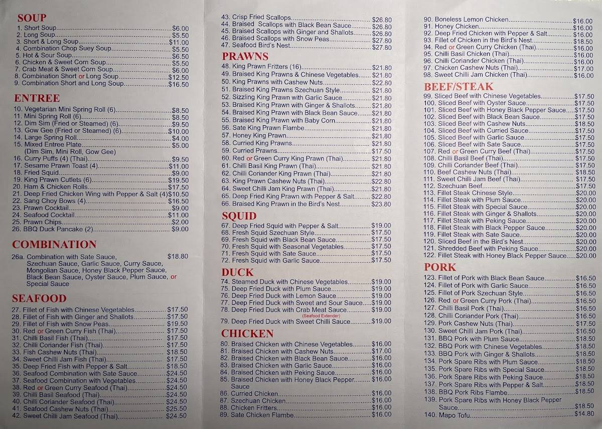Menu at House of Lee restaurant, Padstow