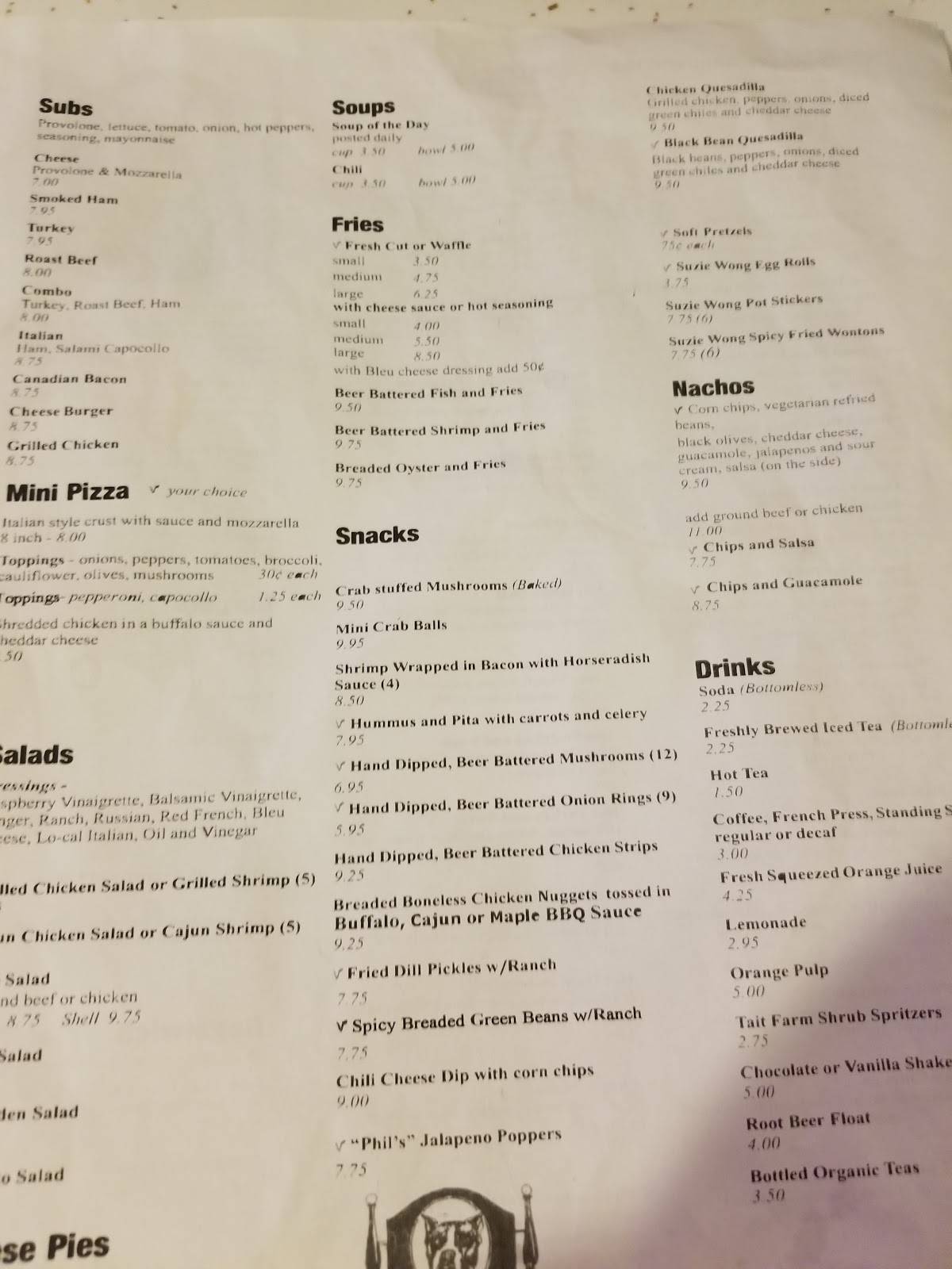 Menu at Boxer's Cafe, Huntingdon