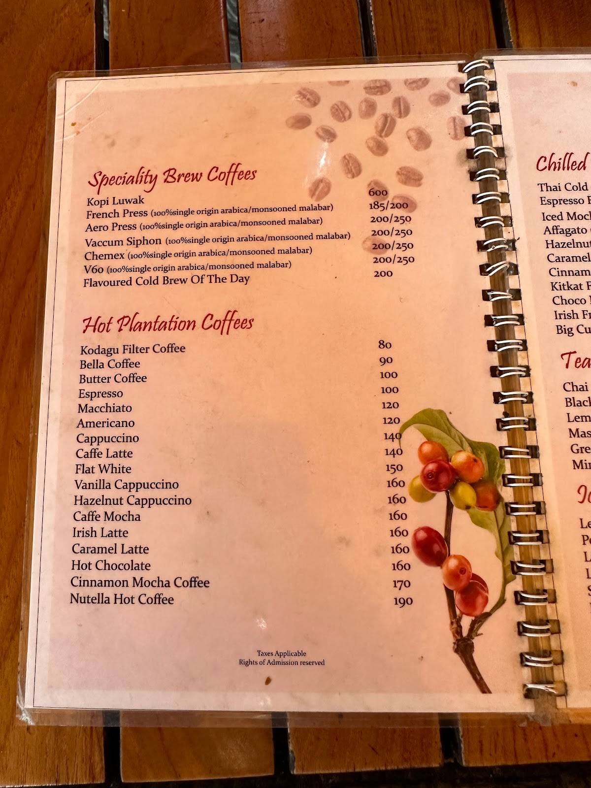 Menu at Big Cup Cafe, Ibnivalvadi Rural, Mysore - Madikeri Rd