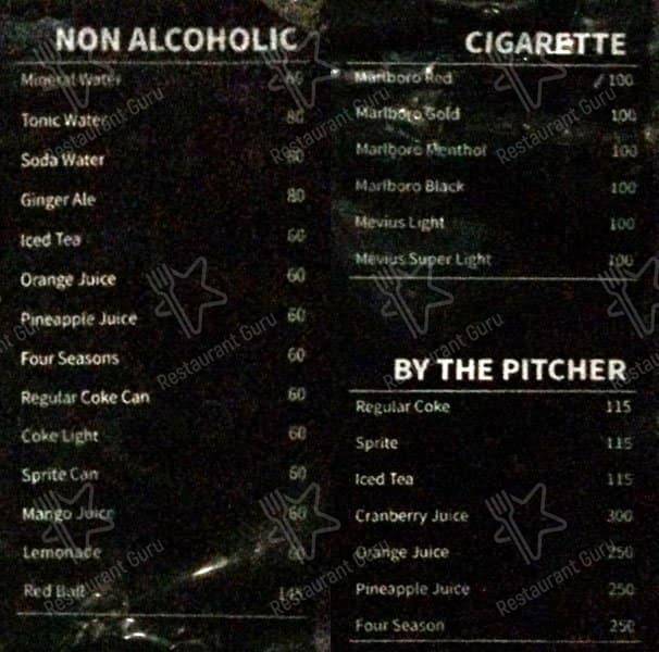 Menu at Cebu Icon club, Cebu City, Mabolo
