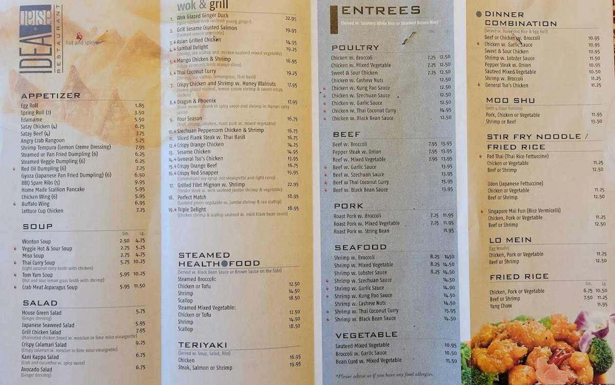 Menu at Idea Asian Restaurant, Clarksboro