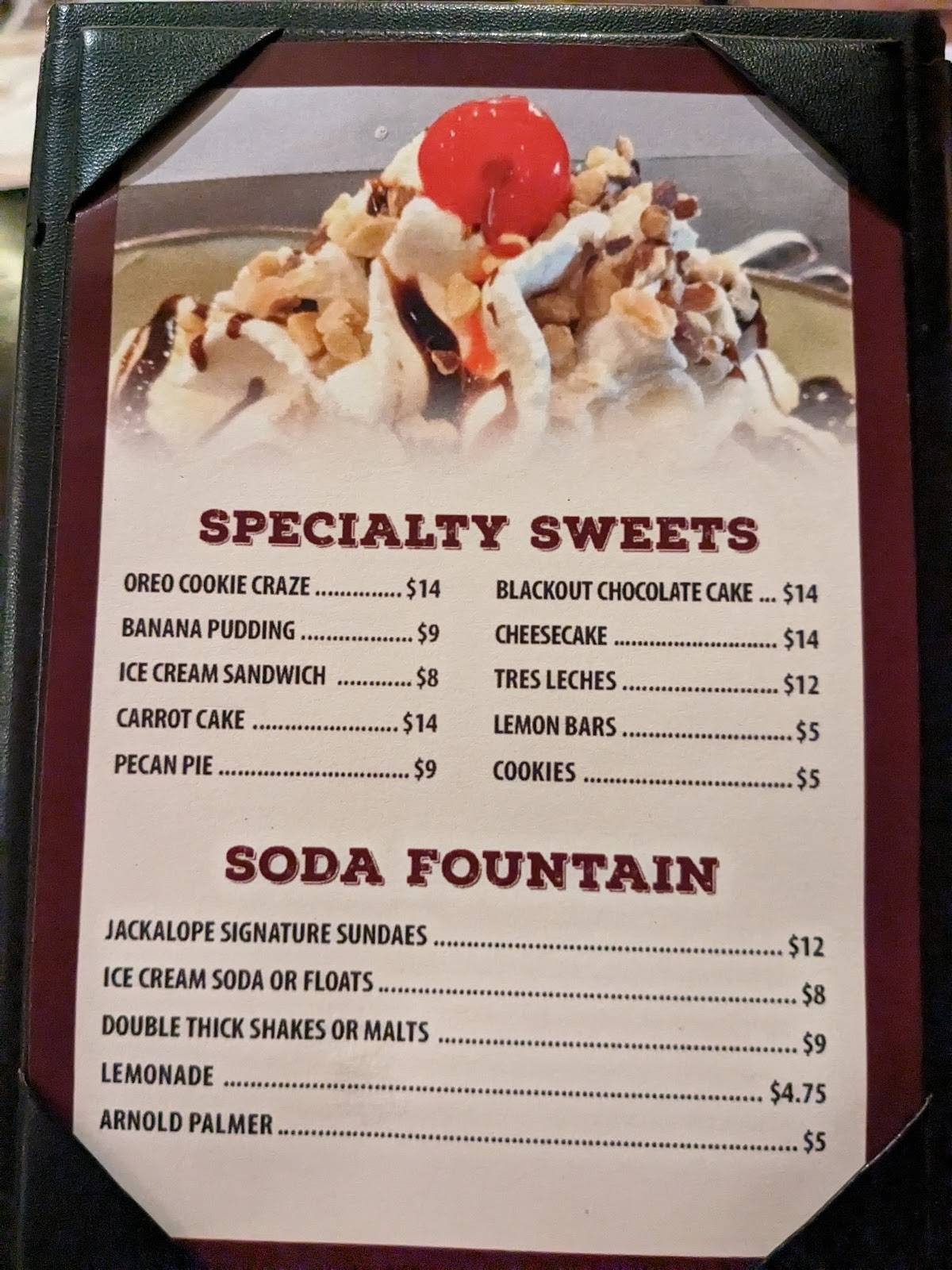 Menu at Jackalope Ranch pub & bar, Indio, CA-111
