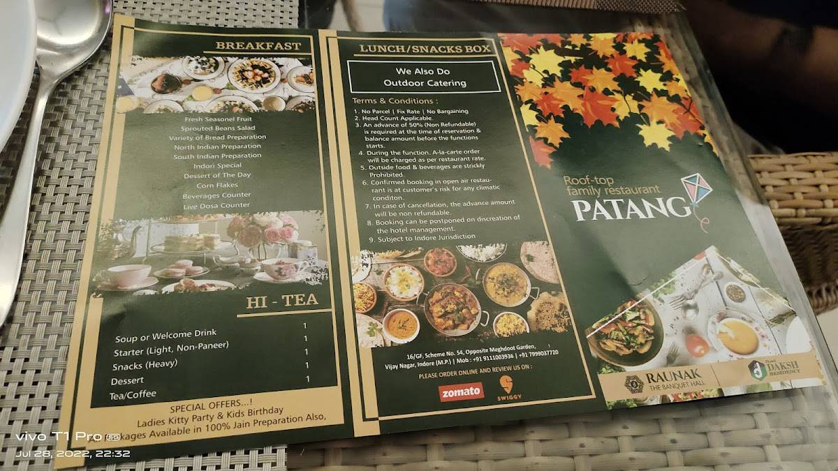 Menu at Rooftop Restaurant Patang, Indore