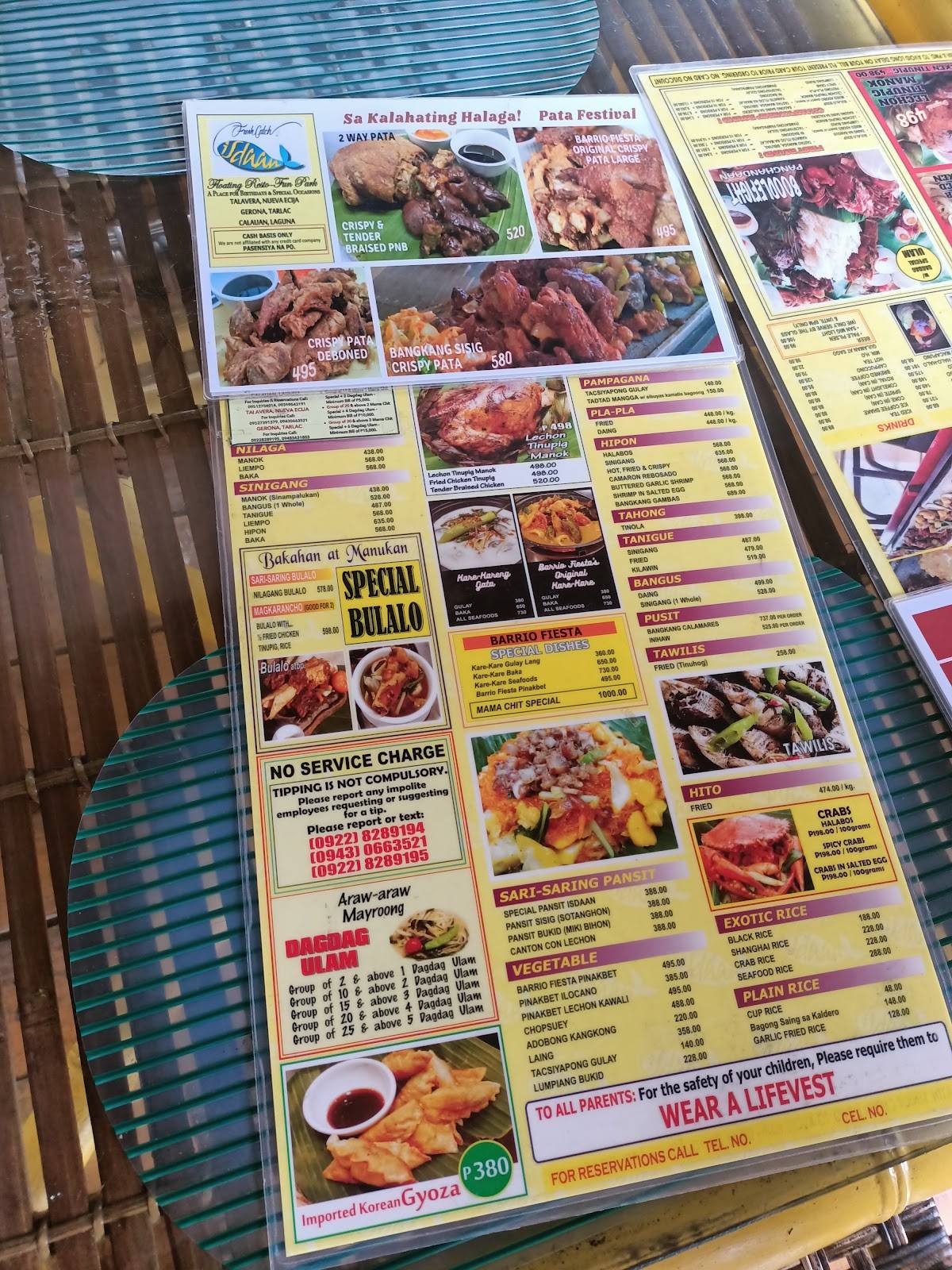 Menu at Isdaan Floating Restaurant, Bay