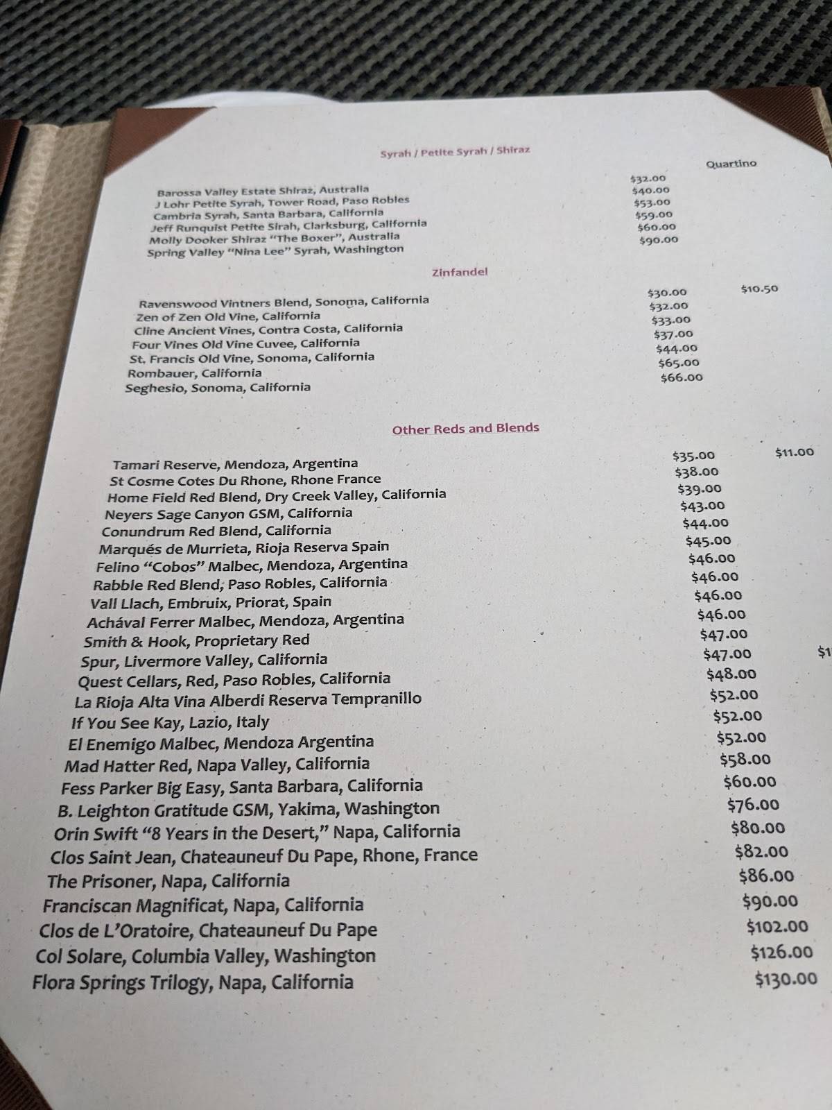 Menu at Isle of Capri restaurant, Virginia Beach