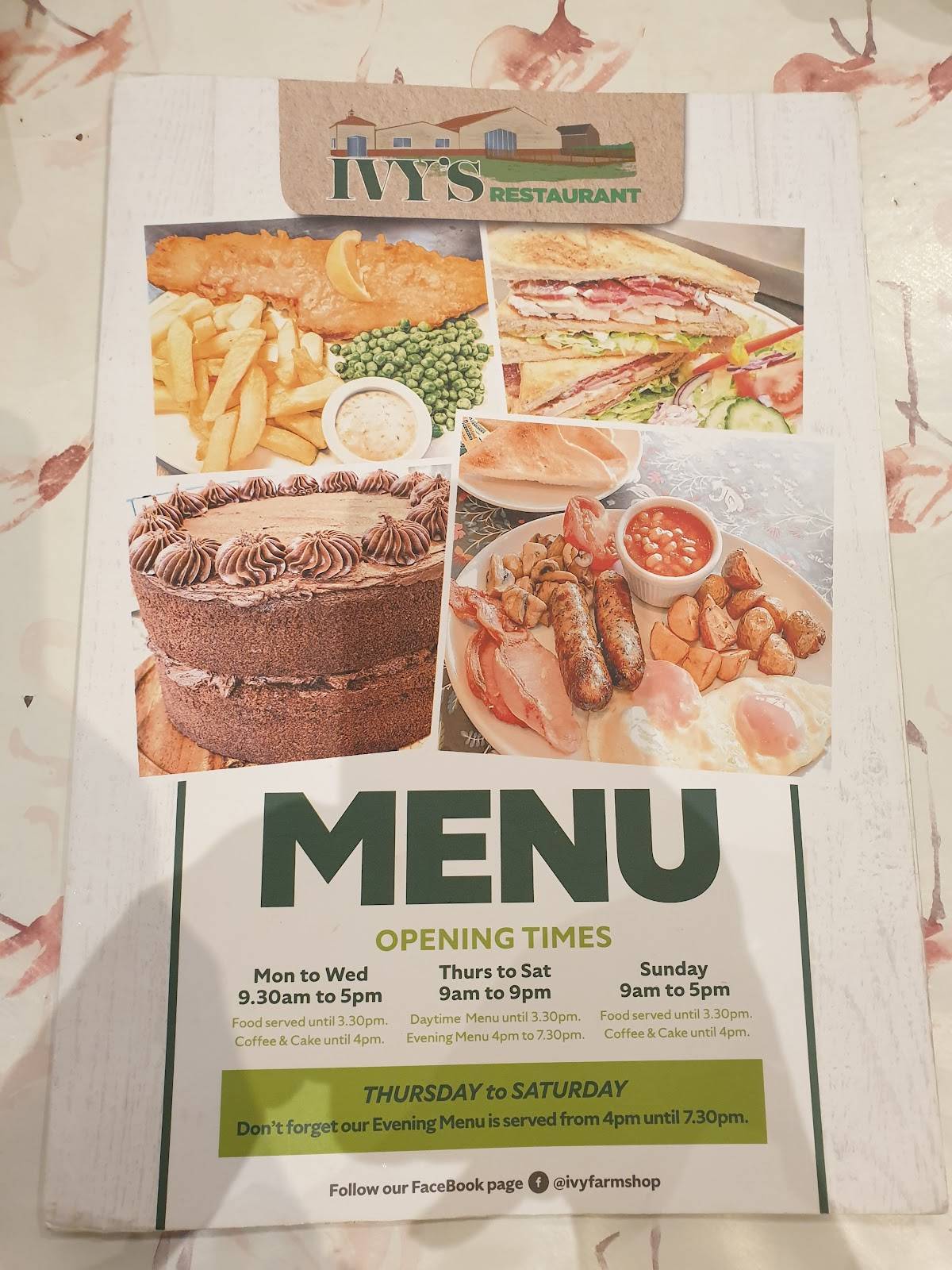 Menu at Ivy Farm restaurant, Kirton