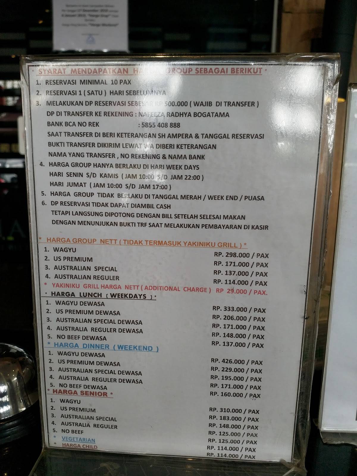 Menu at Hachi Grill Ampera restaurant, Jakarta, Jl. Ampera Raya No.11