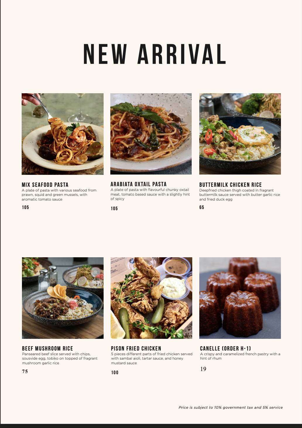 Menu at Pison Thamrin restaurant, Central Jakarta