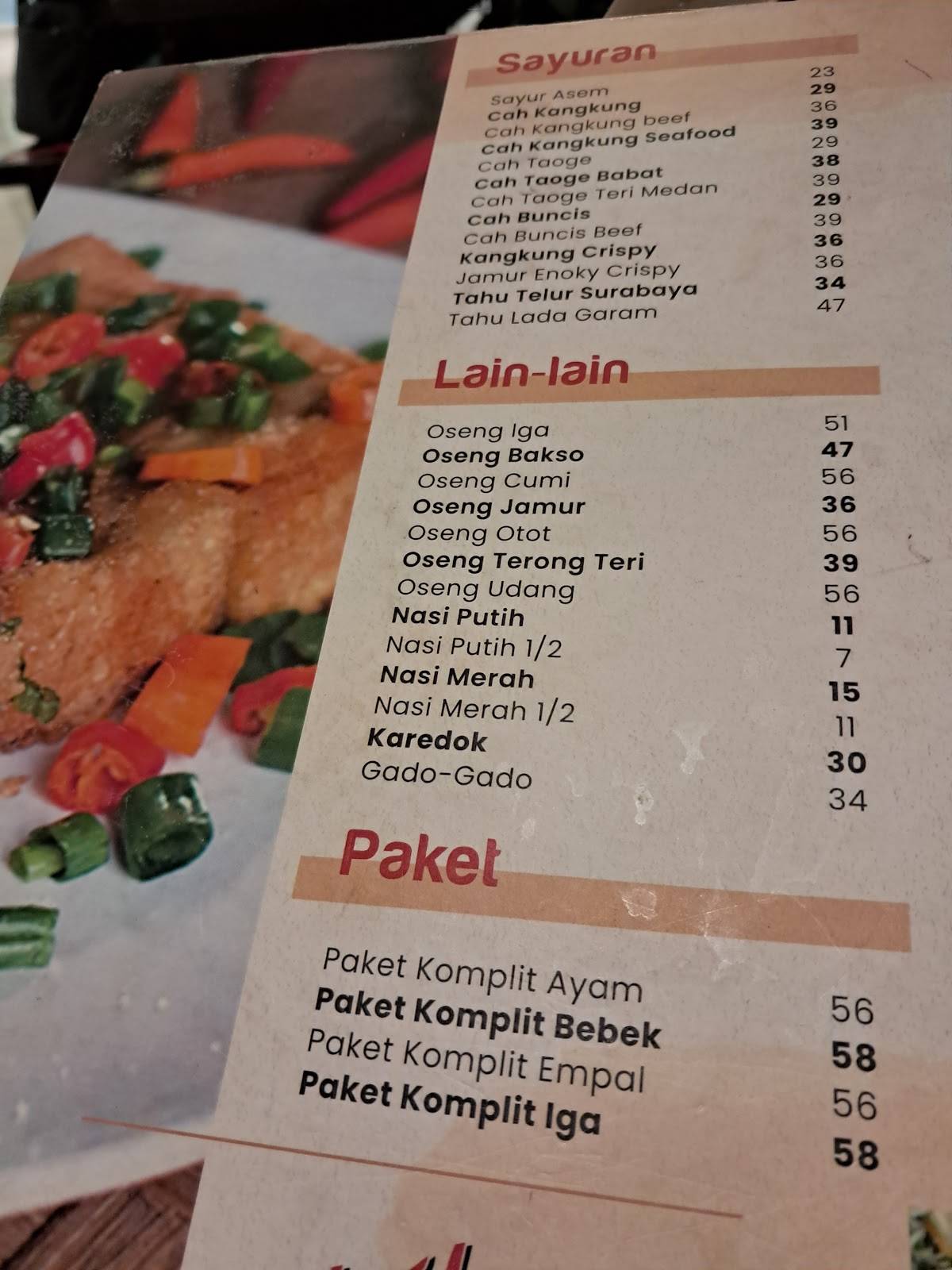 Carta del restaurante Warung Leko Central Park, West Jakarta, Letjen S. Parman St No.L3 – 119