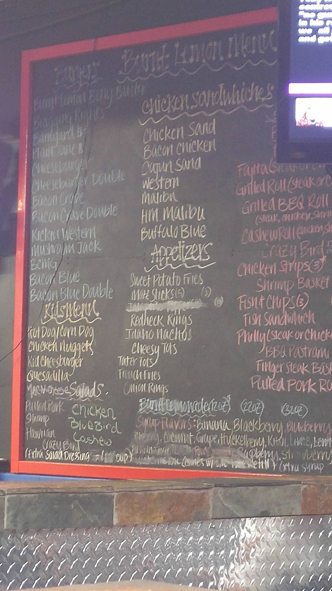 Menu at Burnt Lemon Grill restaurant, Jerome, W Main St