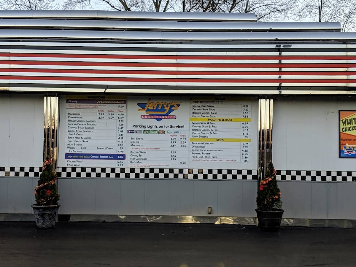 Menu at Jerry's Curb Service fast food, Beaver