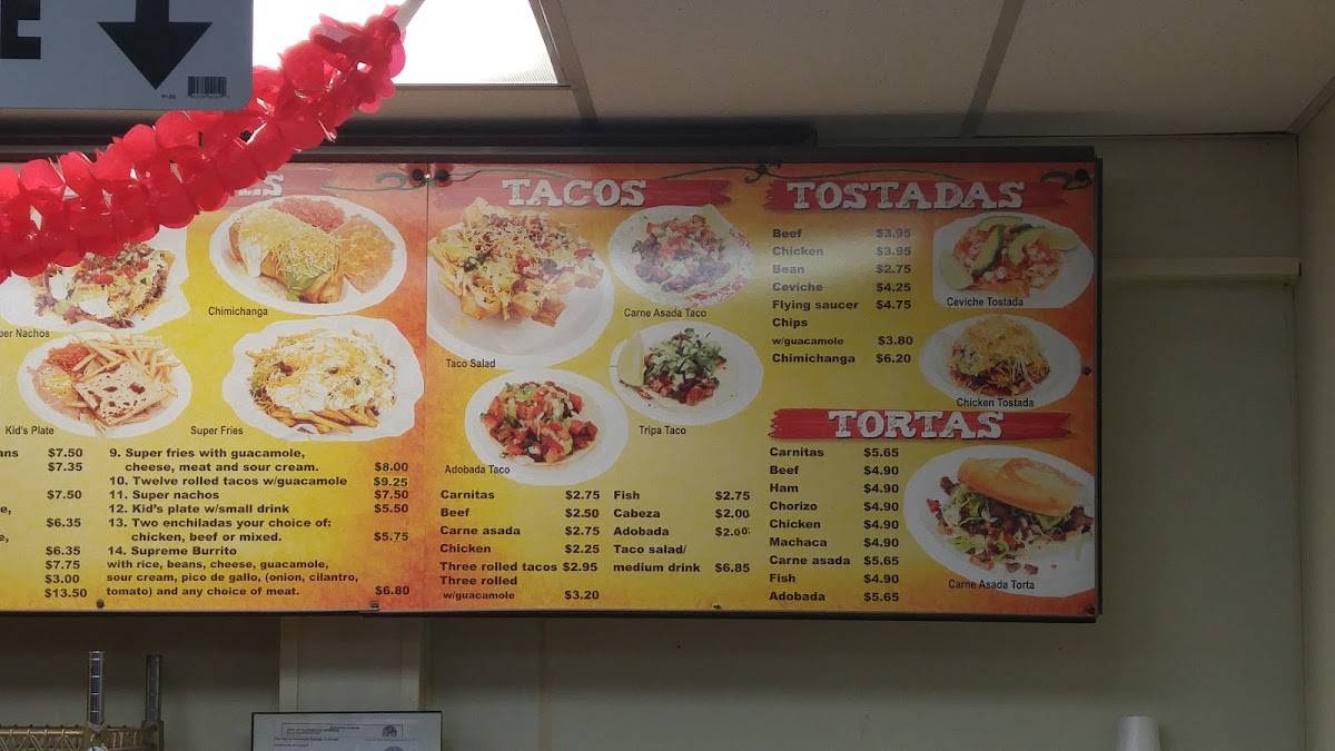 Menu at Jilbertito's Mexican Food restaurant, Glenwood Springs